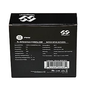 Bgears b-Blaster 140x38 (PWM Version) Extreme Cooling Gaming PC & Mining Machine Fan, Hi-Speed 5200RPM w/Airflow of 308 CFM, 2 Ball Bearing Designed for Extended Life & high Performance, 4 Wire Black