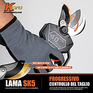 Cordless Electric Pruning Shears 40MM, Kebtek Professional Pruning Shears Battery Powered 18V Brushless Motor 2Pack 2AH Rechargeable Lithium Battery-LCD Display Screen (KT940)