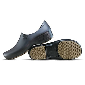 Sticky Nursing Shoes Women - Chefs - Kitchen - Nurses - Clogs for Work - Waterproof Non Slip (Black, 8)