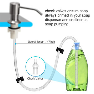 Soap Dispenser Conversion Extension Tube Kit with Check Valve, 47" Under Counter Soap Dispenser Hose for Kitchen Sink, Fit Most Soap Containers, Powerful Suction, Never Fill The Little Bottle Again