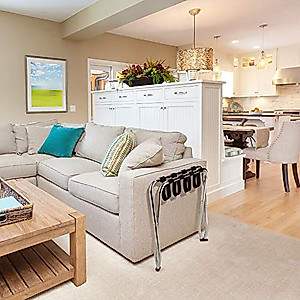 Tangkula Chrome Luggage Rack for Guest Room, No Assembly Required, Folding Metal Suitcase Stand with Nylon Belts, for Home Bedroom Guest Room Hotel, Luggage Rack, Silver (2)