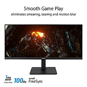 ASUS 34” Ultrawide HDR Gaming Monitor (VP349CGL) - 21:9 UWQHD (3440 x 1440), IPS, 100Hz, 1ms, USB-C w/Power Delivery, FreeSync, Eye Care Plus, VESA Mountable, HDMI, DisplayPort, Height Adjustable