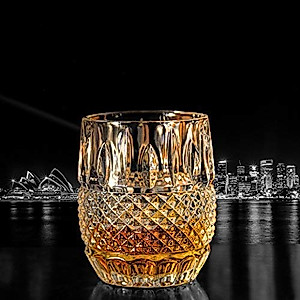 Unique Whiskey Glasses Set of 2, 10oz Ultra Clarity Crystal Glass Rocks Tumblers, Liquor, Bourbon or Scotch, Old Fashioned Rocks Glass Tumbler for Scotch, Cocktail, Liquor