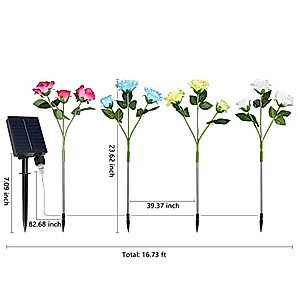 PINPON Christmas Solar Garden Landscape Lights Outdoor, 4 Pack Waterproof Flower Fairy Decorative Lights with Bigger Solar Panel for Pathway Yard Patio Decor, Multi-Color