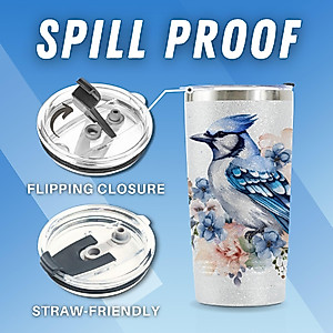 Onebttl Blue Jay Gifts Tumbler Travel Coffee Mug, Stainless Steel Insulated with Lid 20oz/590ml