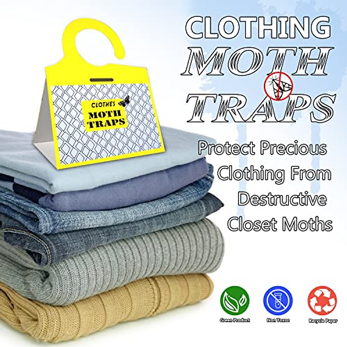 Clothes Moth Traps, Pantry Moth Traps with Pheromones Prime, Non-Toxic Sticky Glue Trap-8 Pcs, Moth Pheromone Traps for House,Kitchen, Closet, Dining Cabinet