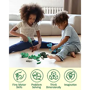 Coogam Take Apart Dinosaur Construction Toys 3 Pack, Fine Motor Skill Building Dinosaur Set STEM Educational Gift Game with Drill-Tyrannosaurus, Triceratops, Velociraptor for Year Old Kids