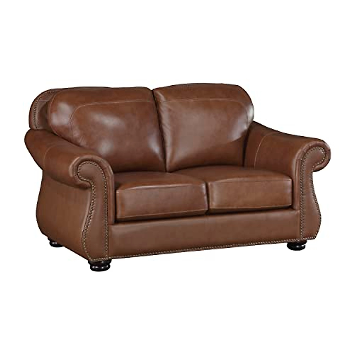 Lexicon Guthrie Leather Match Living Room Loveseat, Camel Brown