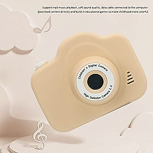 Weiyiroty Child Camera, One Key Video Recording Support MP3 Kids Gift Cartoon Mini Camera 200W Pixels for Kids(Light Yellow)