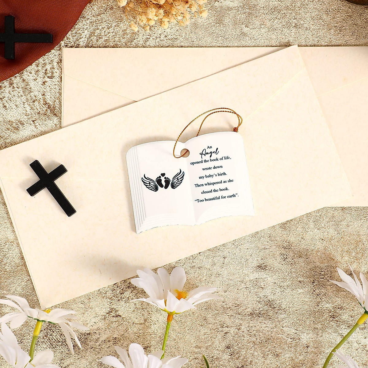 Christmas Memorial Ornaments Loss of Loved One Baby Heaven Ornaments Wing Heart Footprint Baby Keepsake Gifts Angel Sympathy Infant Loss Gifts Memory Miscarriage Items for Remembrance Kids