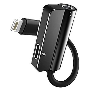 Headphone Adapter for Lightning to 3.5mm AUX Audio Jack and Charger Extender Dongle Earphone Headset Splitter Compatible with iPhone 11 12 Mini pro max xs xr x se2 7 8Plus for Ipad Air Cable Converter