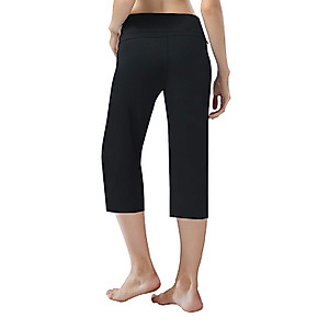 HISKYWIN 17"/23"/27"/29"/31"/33"/35" Inseam Capri/Petite/Regular/Tall Length Women's Straight Leg Yoga Pants Zip Pocket HF604-Black-M