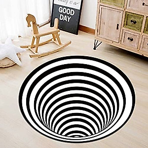 3D Vertigo Carpet, Round Floor Mat Living Room Coffee Table Carpet Home Floor Mat,Pattern 2，Diameter 60cm