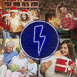 Nordstylee Neon Lightning Light Signs,Led Lightning Night Lights for Kid's Gift, Wall, Birthday Party, Christmas, Wedding Decoration(Blue)