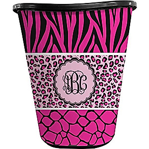RNK Shops Triple Animal Print Waste Basket - Single Sided (Black) (Personalized)