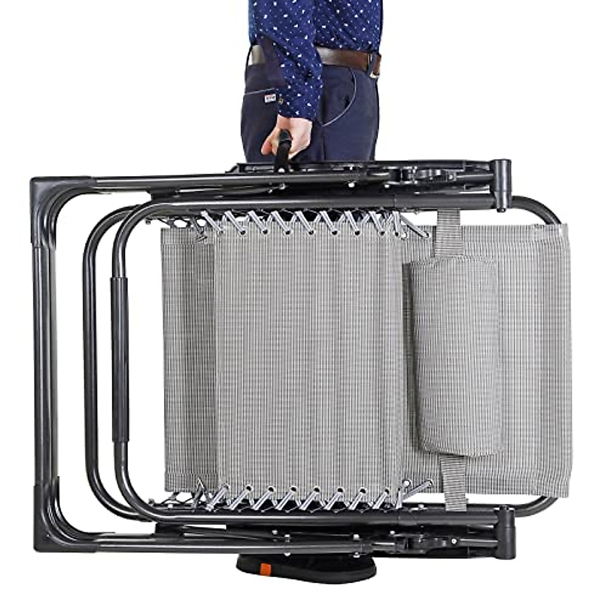 Artist hand 350LBS Capacity Zero Gravity Heavy Duty Outdoor Folding Lounge Chairs w/Snack Tray,Lawn Patio Reclining Chairs-XL Size (Extra-Wide Seats) Grey