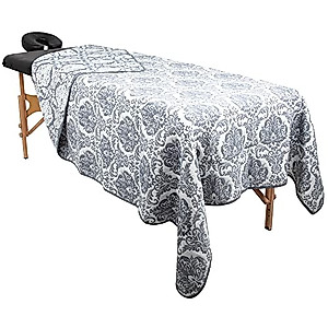 ForPro Premium Poly Cotton Designer Blanket, Ultra-Soft Cotton Blanket for Massage Tables, Beds, Sofas, Antique Gray Quilted Pattern, 60" W x 90" L, 350gsm