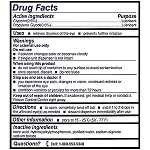 Eye Drops by Bausch & Lomb, Lubricant Relief for Dry Eyes, Preservative Free, Single Use Dispensers, 0.6 mL, 28 Count (Pack of 2)