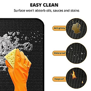 EasyAcc 24 x 31in Fireproof-Grill Mats for Outdoor Tabletop Grill to Protect Your Grill Table-Fireproof-BBQ Barbecue Mat Heat Resistant Grill Table Mat-Waterproof & Oilproof BBQ Mat-Black (0.6mm)