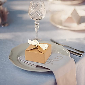 Skycase 12 pcs Gift Boxes, Small Gift Boxes with Ribbon Foldable Personalised Party Favour Boxes, Candy Boxes,Treats Boxes for Holidays, Weddings, Christmas, Birthdays(3.5 * 3.5 * 1.9"),Kraft