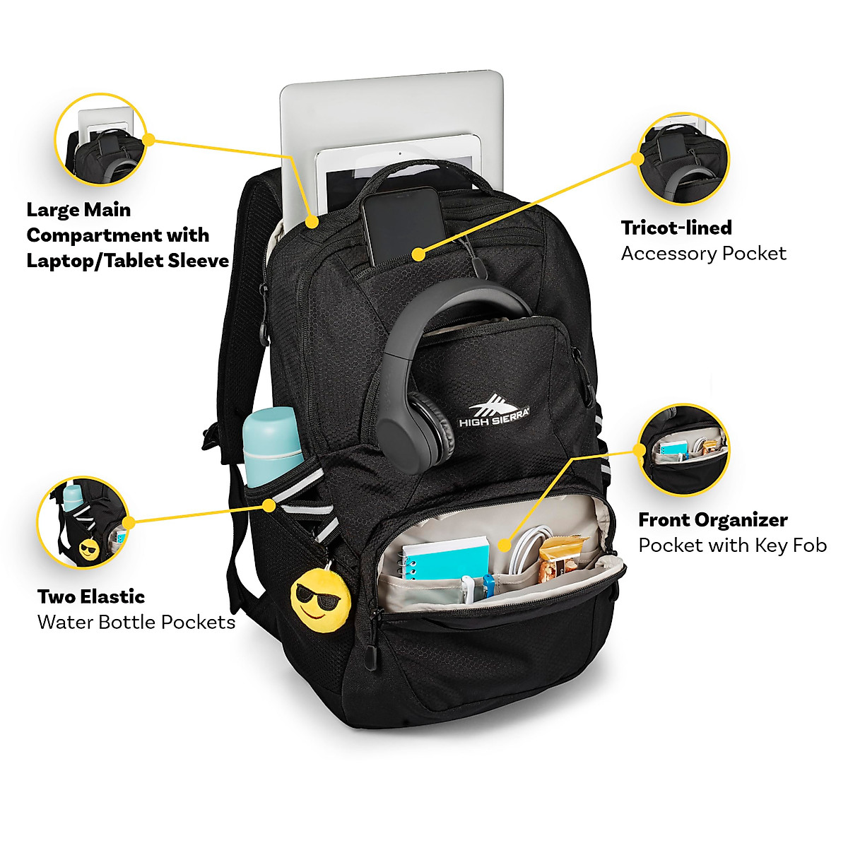 High Sierra Swoop SG Kids Adult School Backpack Book Bag Travel Laptop Bag with Drop Protection Pocket, and Tablet Sleeve, Bubblegum Pink Marble