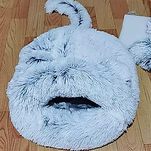 scy Soft Plush Pet Sofa Bed, Square Kennel Fluffy Plush Cat Dog Sofa Mat Dog Mats for Sleeping and Anti Anxiety Plush Soft Fluffy Pet Beds Pet Supplies Pet Nest Cushion (Color : Gray)