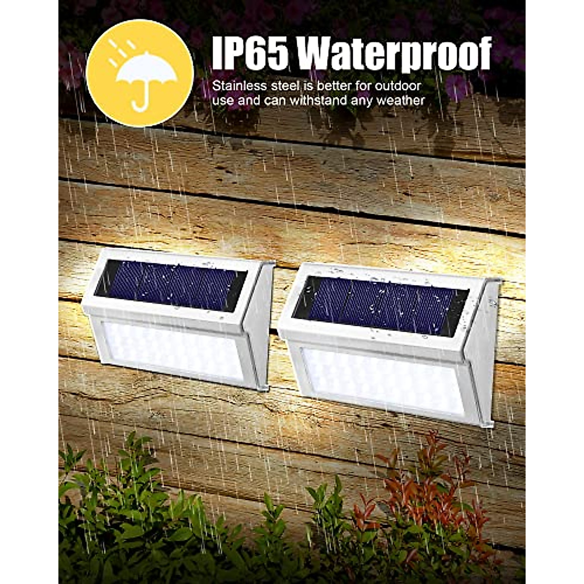 Treela 16 Pack Solar Step Lights Waterproof Stair Lights, Each One with 30 LED Lights, Outdoor Driveway Lights for Yard Fence Driveway Walkway Garden (Cold White Light)