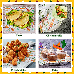 150 Pieces Mexican Wax Paper Sheets Basket Liners Deli Paper Food Sandwich Wrapping Paper Mexican Themed Grease Resistant Tray Liners for Home Baking Party Supplies (Cute Style)