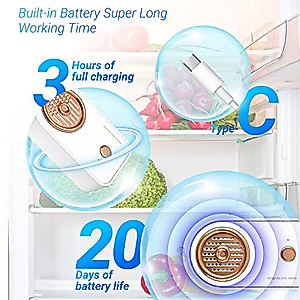 Mini USB Fridge Deodorizer, Portable Rechargeable Refrigerator Deodorizer, Odor Eliminator Reusable Deodorizer for Home, Freezer, Car, Closet, Wardrobe, Shoe Beats Baking Soda, Charcoal Bags
