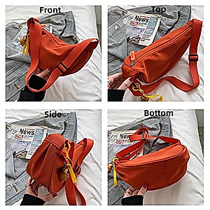 EDIWER Women’s Nylon Shoulder Bag Lightweight Crossbody Bag Waterproof Purse Stylish Crescent Bag Daily Hobo Bag with Pendant