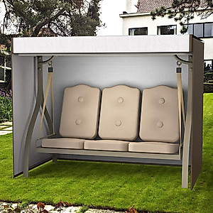 Muyoka Outdoor Swing Seat Cover Patio 3 Triple Seater Hammock Cover Waterproof Protection Garden Furniture Covers UV Resistant Swing Canopy Cover (Coffee)