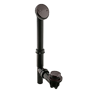 Westbrass Y593144-12 14" Black Tubular Bath Waste & Overflow Assembly with Tip-Toe Drain Plug and Two-Hole Faceplate, 1-Pack, Oil Rubbed Bronze