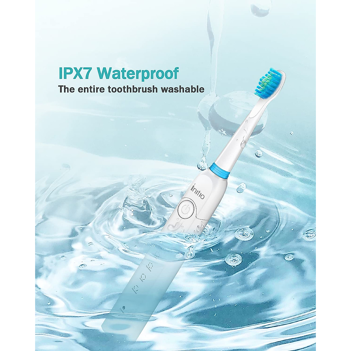 Initio Sonic Electric Toothbrush for Adults, Rechargeable Toothbrush with Smart Timer, 5 Modes, 3 Brush Heads, 40,000 VPM Motor, Whitening Power Toothbrush, IT959 (White)