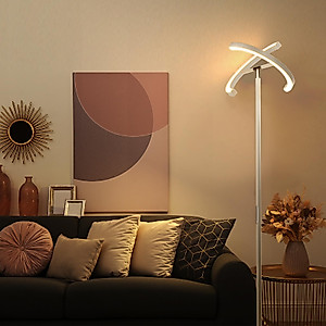 FIMEI Split Floor Lamp, Modern Bright LED Rotatable Floor Lamp with Reading Light for Home, Standing Lamp with Stepless Dimming and 3000K-6000K Color Temperature, Touch and Remote Control-Black