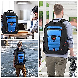 Big Backpack for Travel, Extra Large Laptop Backpack, Anti-Theft Computer Backpack 50L for Women Men, Waterproof Heavy Duty Backpack 17.3 Inch with USB Port, College Business Work Daypack, Lake Blue