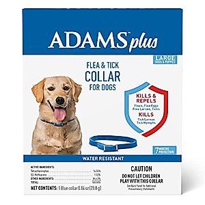 Adams Plus Flea & Tick Collar for Dogs, 7-Month Protection, Adjustable Collar Fits Large Dogs & Puppies, Kills & Repels Fleas, Flea Eggs, Flea Larvae and Ticks, Kills Tick Larvae and Tick Nymphs, Blue
