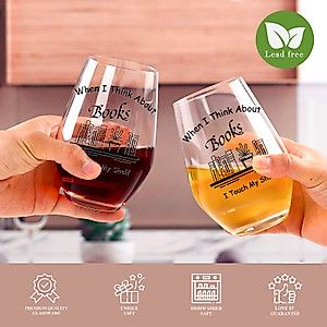 Physkoa Gifts for book lovers,Funny Book Club Stemless Wine Glass Gifts for Reader Lovers, Librarian,Teacher, Nerd Gift Idea, Inspirational Birthday Gifts for Friends-Large 18.5 oz