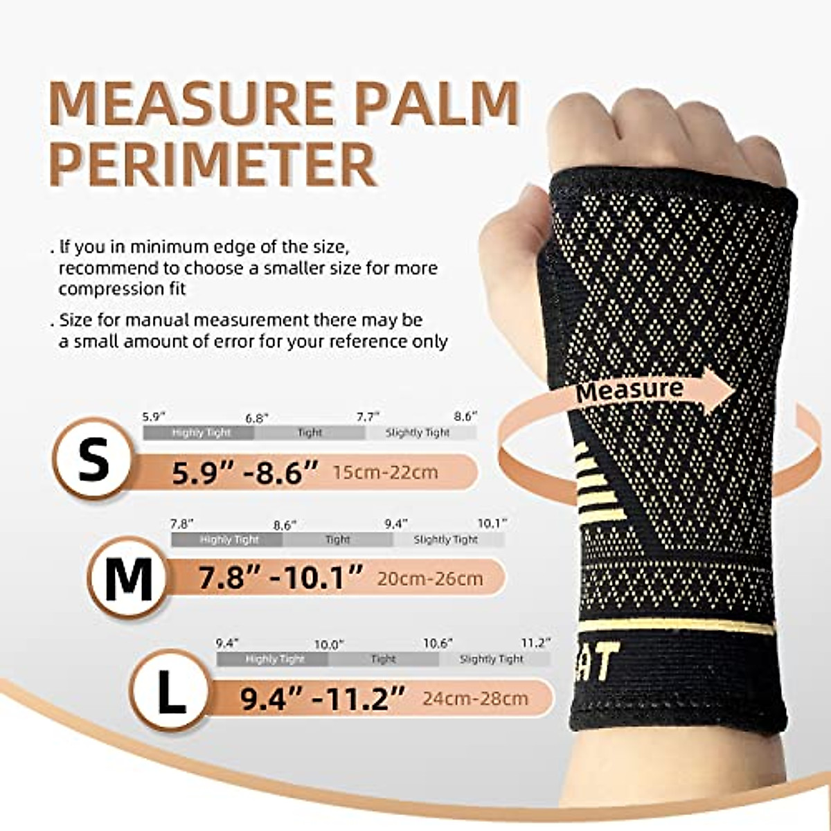 Scrodcat Copper Wrist Compression Sleeves (1 Pair) Breathable and Comfortable Carpal Tunnel Wrist Brace for Arthritis, Tendonitis, Sprains, Workout Wrist Support for Women and Men (M)