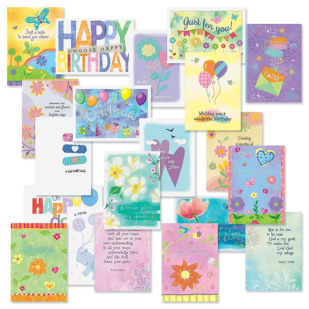 Susan Winget Studio All Occasion Greeting Cards with Seals - Set of 40 (20 Designs), Large 5 x 7 Inch Cards, Birthday, Sympathy, Get Well