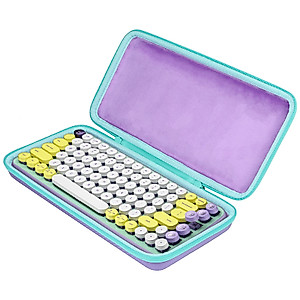 co2CREA Hard Case Replacement for Logitech POP Keys Mechanical Wireless Keyboard, Purple Case + Daydream Mint Zipper