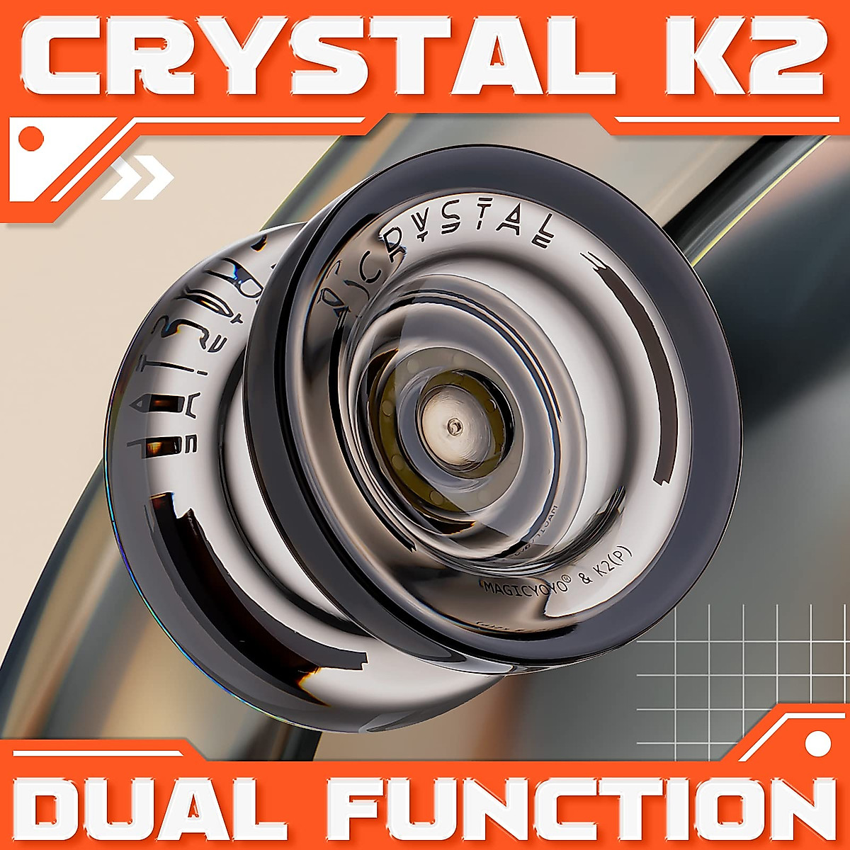 MAGICYOYO K2 Crystal Black Yoyo Professional, Responsive Yoyo for Kids Beginners with Extra Unresponsive Yoyo Bearing, Pro Plastic Trick Yoyo for Adults+12 Yoyo Stings+Bearing Removal Tool+Storage Bag