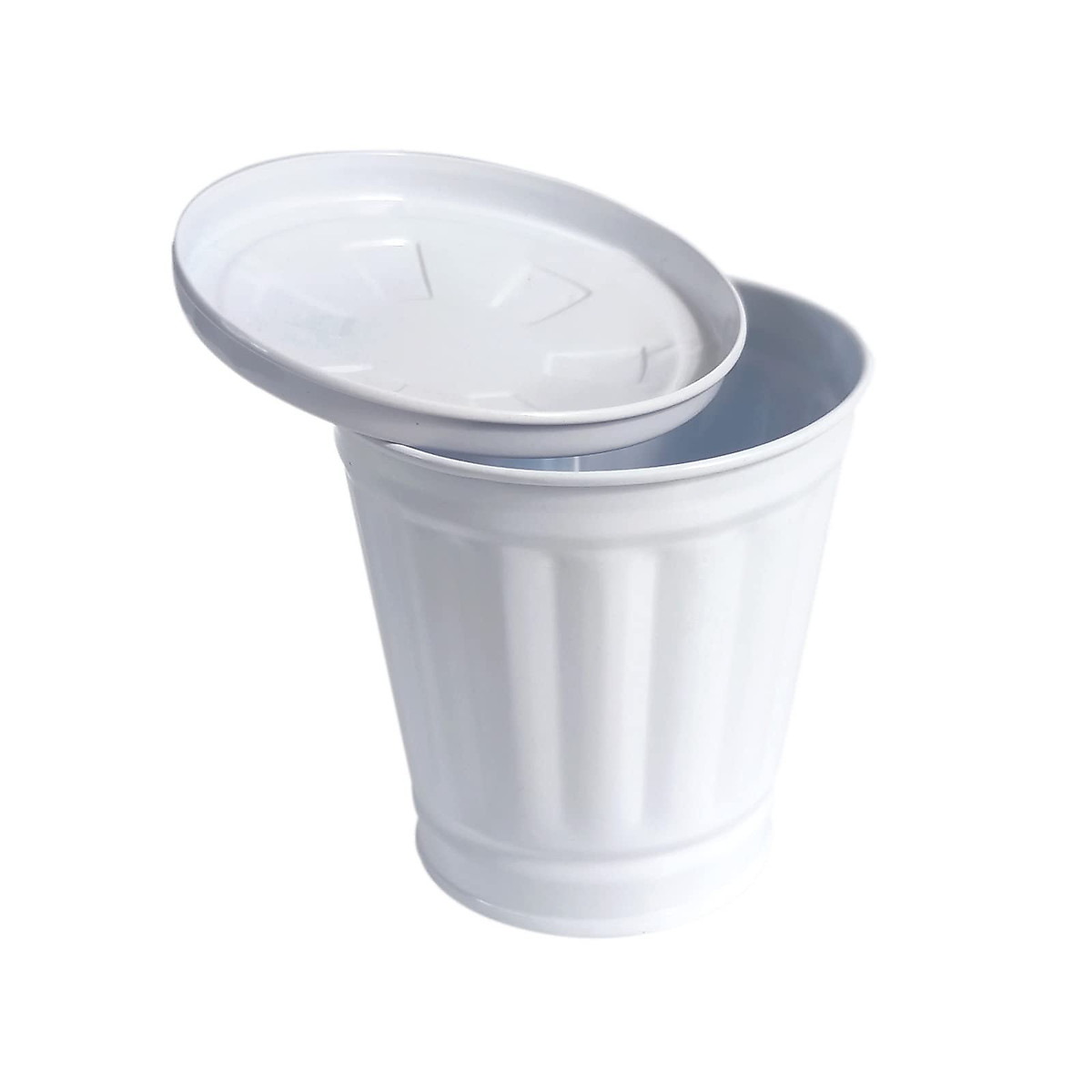 AITING Mini Trash can & Iron Garbage can Pencil Cup Holder 2pcs (White)
