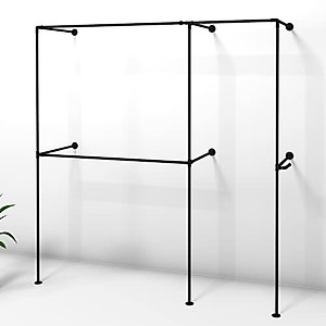 Anynice Industrial Pipe Clothing Rack,Industrial Clothing Rack, Clothing Rods for Hanging Clothes,Clothes Rack,Wall Mounted Garment Rack, Heavy Duty Coat Rack (62.5" W x 14.4" D x82 H, AF01)