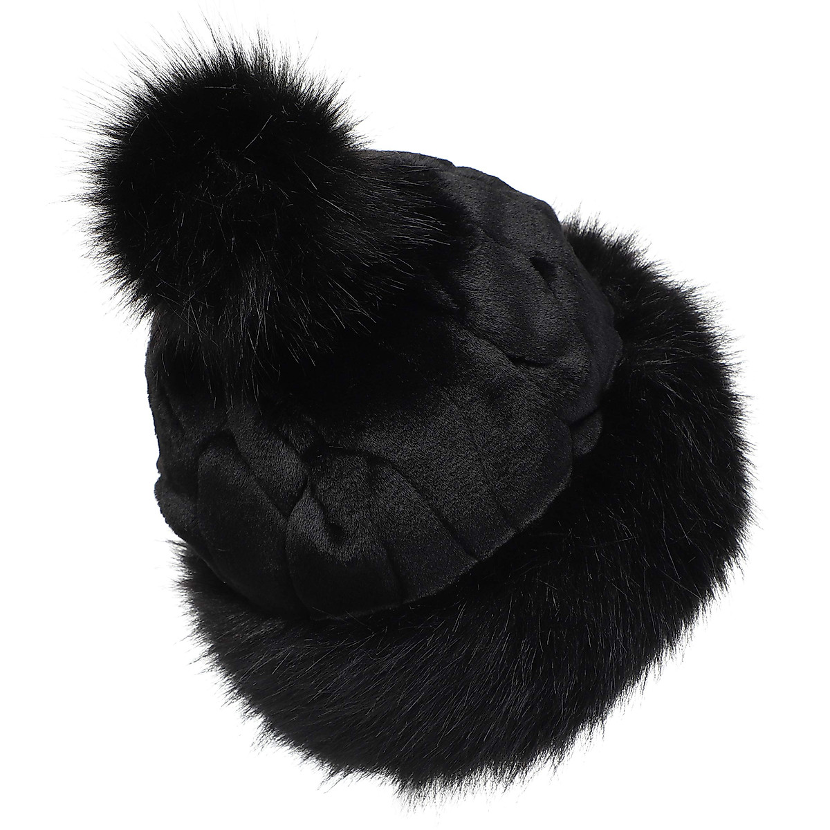 LA CARRIE Women's Faux Fur Hat Russian Cossack Pompom Cap for Winter Ski Snow(Black)