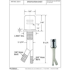 Westbrass D200-1-5-62 1-3/4" x 2-3/4" Solid Brass Air Gap Cap Kit, Skirted, 5-Pack, Matte Black