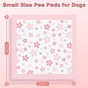 MIZOK Puppy Pads 22"x 22" with Leak-Proof Quick-Dry Design Pee Pads for Dogs Potty Training, 6-Layer Standard Absorbency Dog Pee Pads Regular Size, Pink Cherry Blossom Pattern (50 Counts)