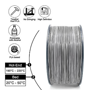 RepRapper Gray MPLA (Modified PLA) Extra Strong PLA Plus Filament for 3D Printer 1.75mm (± 0.03mm) 6.6lbs (3kg)