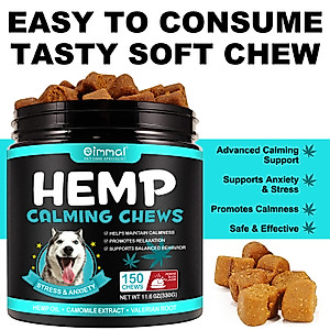 Bieyoc Calming Chews for Dogs 150PCS, Natural Ingredients Calming Treats for Dog Anxiety Relief, Hemp Calming Chews for Dogs Separation, Barking, Thunderstorms, Dog Calming Chews with Melatonin