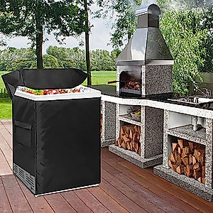 AKEfit Chest Freezer Cover Deep Freezer Covers For Outside 5.0 Cubic Feet Freezer Waterproof Top 3 Sides Zipper Can Be Opened （27 "L x 22 "W x 33 "H）Black