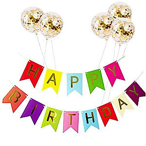 Birthday Party Decoration Happy Birthday Banner Confetti Balloons Tassels Garland Set for Men Women